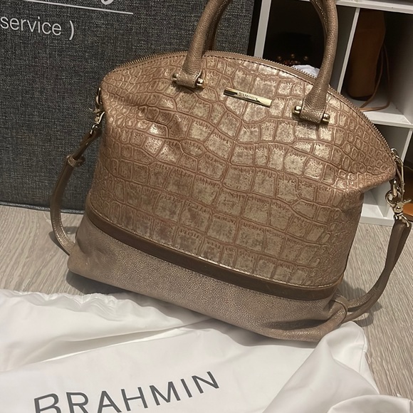 Brahmin | Bags | Used Brahmin Large Duxbury Satchel Gold Artois | Poshmark
